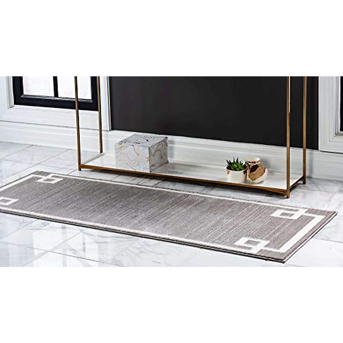 Unique Loom Uptown Collection by Jill Zarin Collection Greek Key Textured Modern Gray Runner Rug (2' 2 x 6' 0)