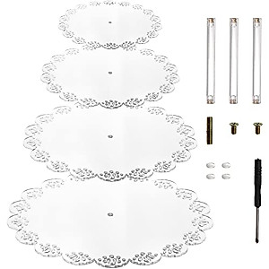 Coloch 4-Tier Acrylic Cupcake Display Stand for 45 Cupcakes, Clear Round Dessert Pastry Tower Stand Cake Stand for Birthday, Wedding, Party, Buffet, Cafe, Bar Decor, 6/8/10/12 Inch