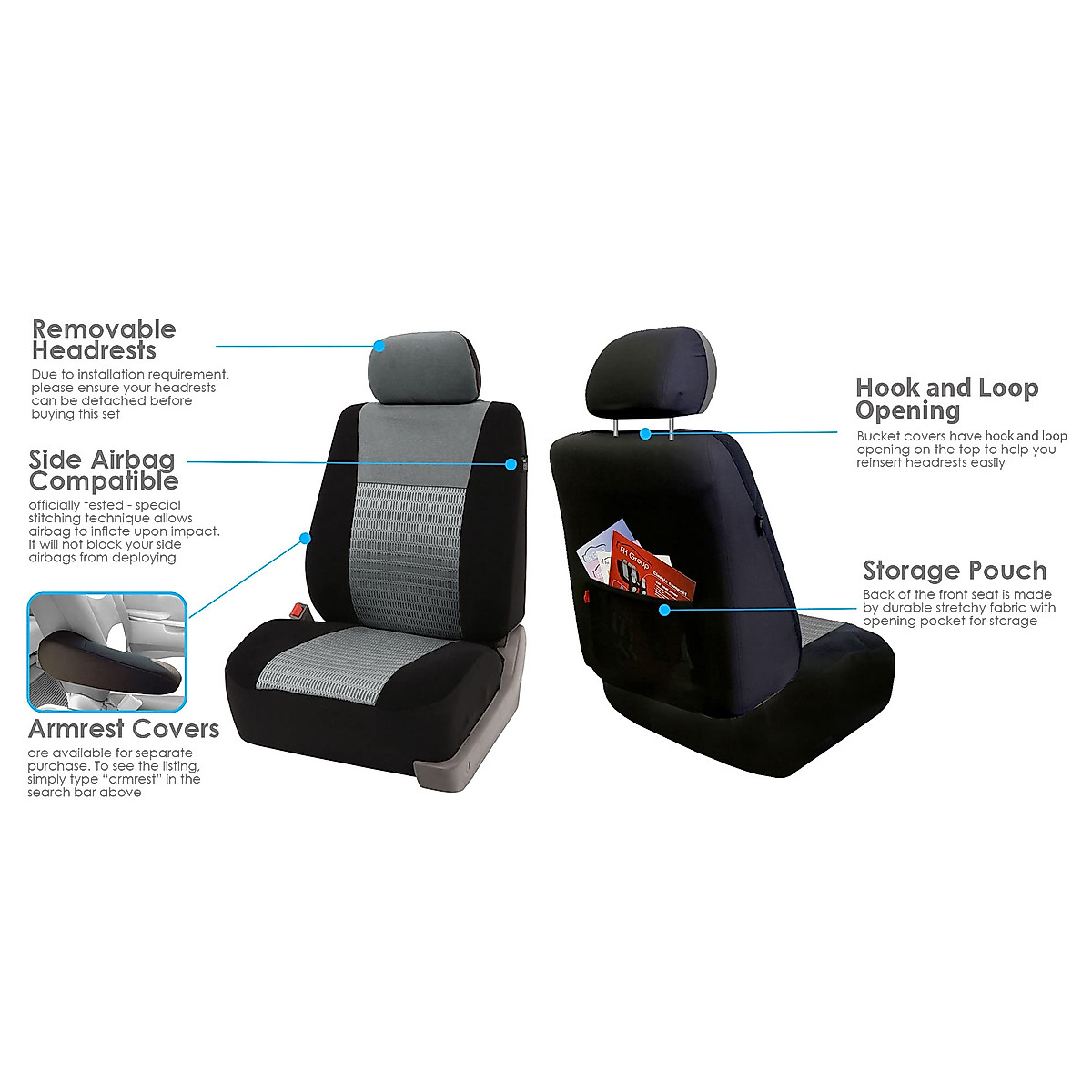 FH Group Trendy Elegance 3D Air Mesh Split Bench Car Seat Cover (Split Ready, Detachable Headrest Only) with Gift- Universal fit for Cars, auto, Trucks, SUV (Beige/Black) FB060012