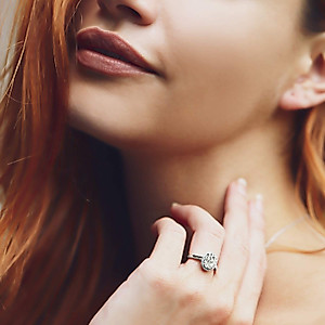 Gem Stone King 10K White Gold 9X7MM Oval Gemstone Birthstone & Diamond Halo Engagement Ring | Wedding Anniversary Promise Ring For Women