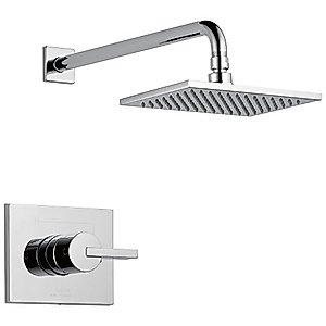 Delta Faucet Vero 14 Series Single-Function Shower Faucet Set, Rain Shower Head, Chrome Shower Faucet, Shower Handle, Delta Shower Trim Kit, Chrome T14253 (Valve Not Included)