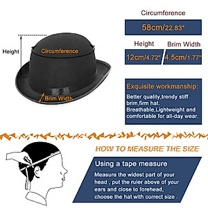 GEMVIE Classic Black Felt Derby Hat Lightweight Bowler Hat Novelty Costume Hat for Party Dress Ups Black