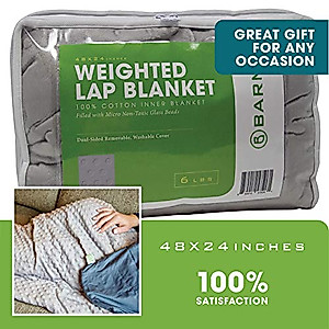 BARMY Weighted Lap Blanket (48x24 inches, 6 lbs) Cool Gray and Navy Blue Bundle, Weighted Lap Pad with Cotton Inner Blanket and Removable Cover for Adults and Kids, Weighted Throw Blanket