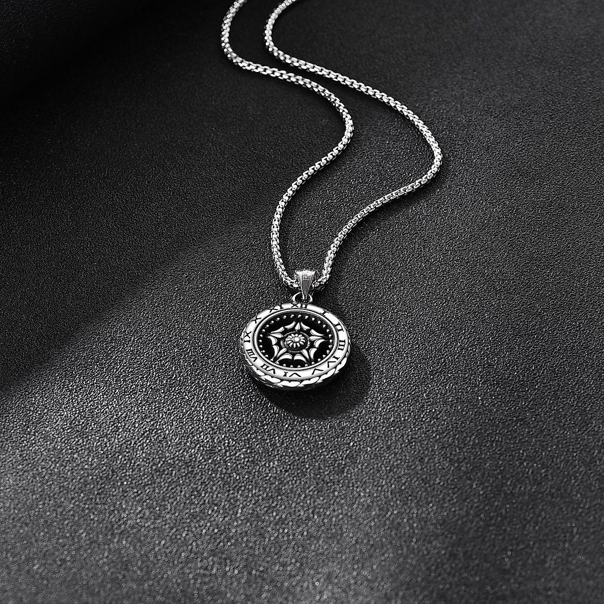 SILBAZ Wheel Tire Necklace Tire Pentagram Pendant Necklace Simple Arabic Digital Pendant Necklace Automotive Style Jewelry Gift for Car Enthusiasts