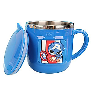 Everyday Delights Marvel Captain America Stainless Steel Insulated Cup with Lid, 260ml Blue