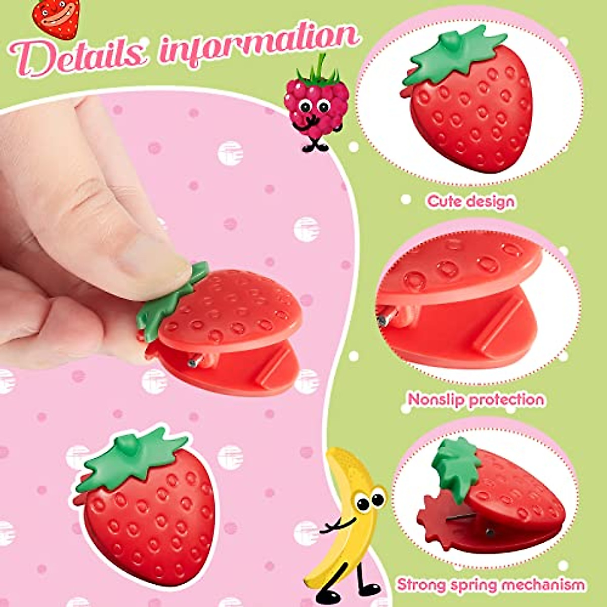 12 Pieces Fruit Kitchen Clips Plastic Bread Bag Clips Cute Chip Clips Funny Bag Clips Food Storage Bag Sealer Clips for Chips, Snacks, Food Storage, 12 Styles