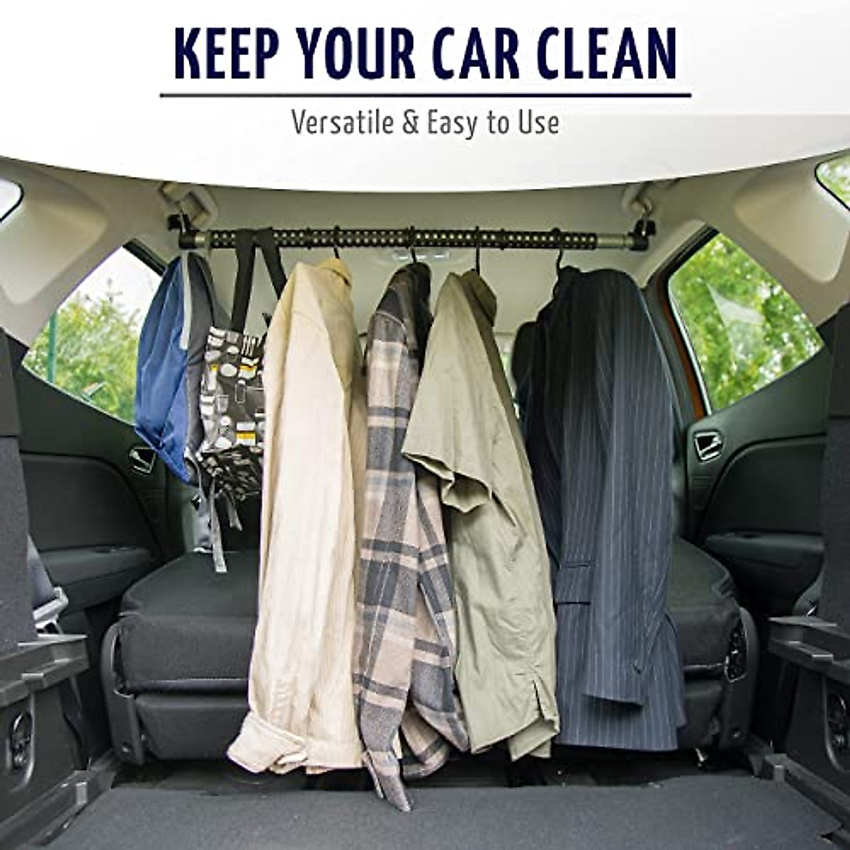 Car Expandable Clothes Hanger Bar by Zone Tech and Zone Tech Chrome Headrest Car Hanger for Jacket Suit Coat