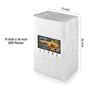 SEATAO Vacuum Sealer Bags 300 Pint 11 x 16 Inch for Food Saver, Seal a Meal, Commercial Grade, BPA Free, Great for vac storage, Meal Prep or sous vide