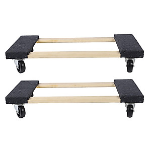2 Set Furniture Dolly Versatile Rugged Rustproof Carpeted Top Hardwood Moving Dolly for Transporting Appliances Goods