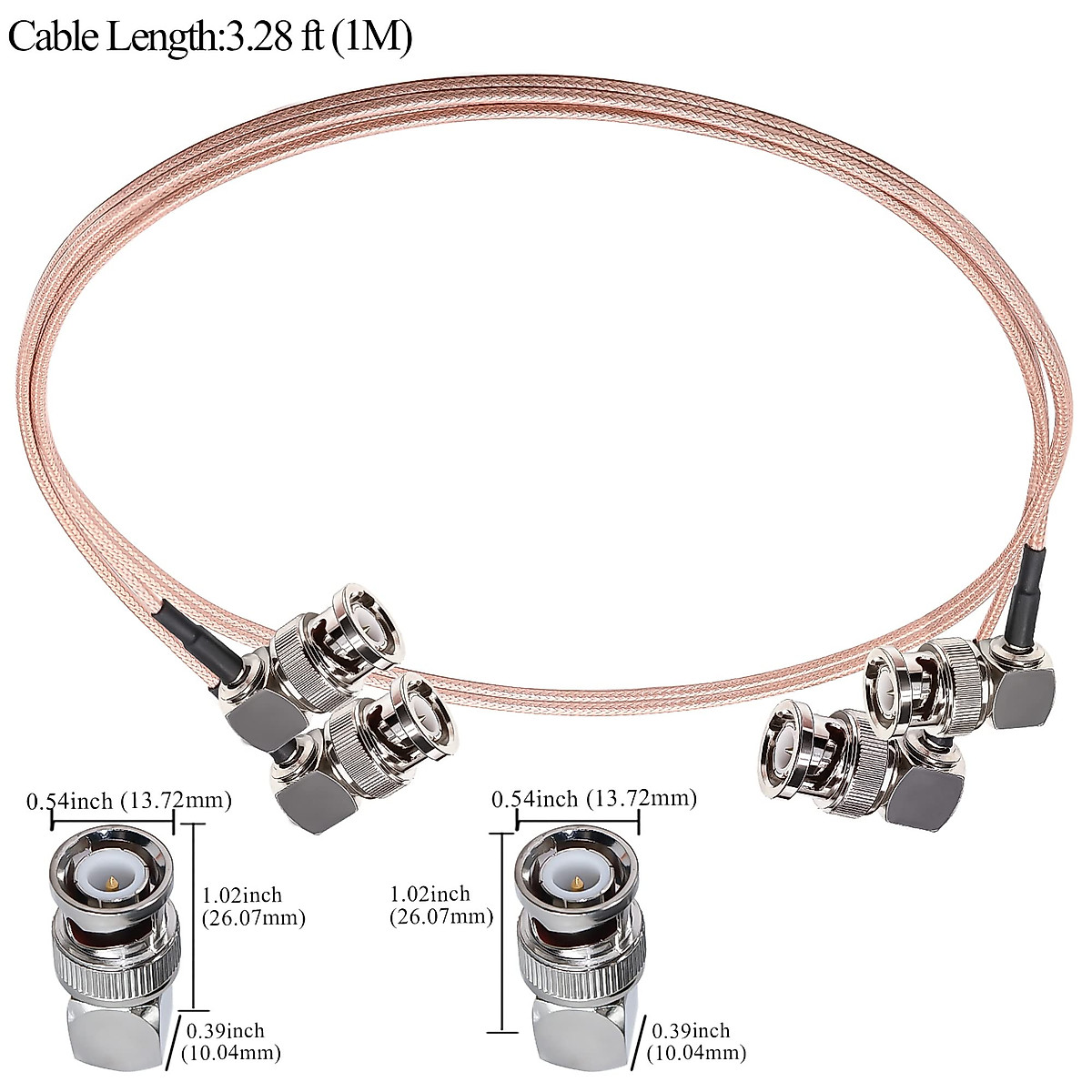 TUOLNK BNC Cable RG316 BNC Male Right Angle to BNC Male Right Angle Coaxial Cable for CCTV HD SDI Cable 3.28ft (1M) 50Ohm BNC Elbow 90 Degree Extension Cable 2 Pack