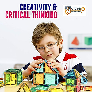 MagVision 80-Piece Magnetic Building Tiles Set, Stem Magnetic Building Blocks, Extra Strong and Safe Magnets, Stem Toys, Magnetic Blocks, Educational Toys for Children Ages 3+ Years