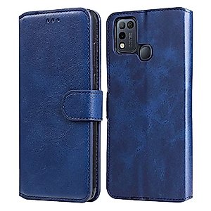 Case for Infinix Smart 5 Wallet Case,with Card Holder Kickstand Magnetic Closure PU Leather Flip Case Cover for Infinix Smart 5 6.6" -Blue