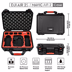 SYMIK P380-MA2DL-V3 Dual Layer Waterproof Hard Carrying Case for DJI Air 2S / Mavic Air 2 Drone/Fly More Combo w/DJI RC/RC Pro/Smart or RC-N1 Standard Controller, Landing Pad, iPad, Accessories