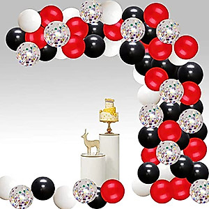 Red and Black Confetti Balloons Kit -12 Inch Black Red White Confetti Balloons for Wedding Party Girl Women Birthday Baby Shower Graduation Decorations Supplies