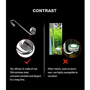 Clscea Aquarium Stainless Steel CO2 Diffuser Atomizer with Integrated Check Valve for Rimless Tanks 25cm