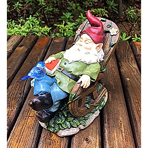 Bo-Toys Solar Powered Gnome Sleeping in a Chair LED Garden Light Decor