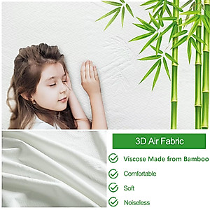 Twin Extra Long (XL) Mattress Protector Waterproof Cooling 3D Air Fitted up - 14" Deluxe Noiseless & Breathable Mattress Topper Pad Cover Twin XL Bed Sheets, Viscose Made from Bamboo