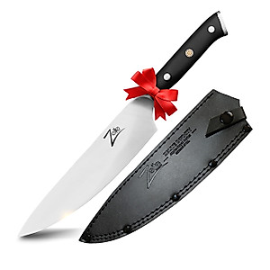 Zelite Infinity 8 Inch Chef Knife with Sheath - German High Carbon Stainless Steel Chef's Knife for Kitchen; Razor Sharp Cutting Knife with Paccawood Handle - Comes in Luxurious Gift Box