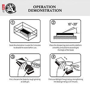 MITSUMOTO SAKARI Japanese Knife Sharpening Stone, Professional Kitchen 1000/3000 Grit Knife Sharpener Stone, Anti-Slip Bamboo Seat Sharpener Whetstone