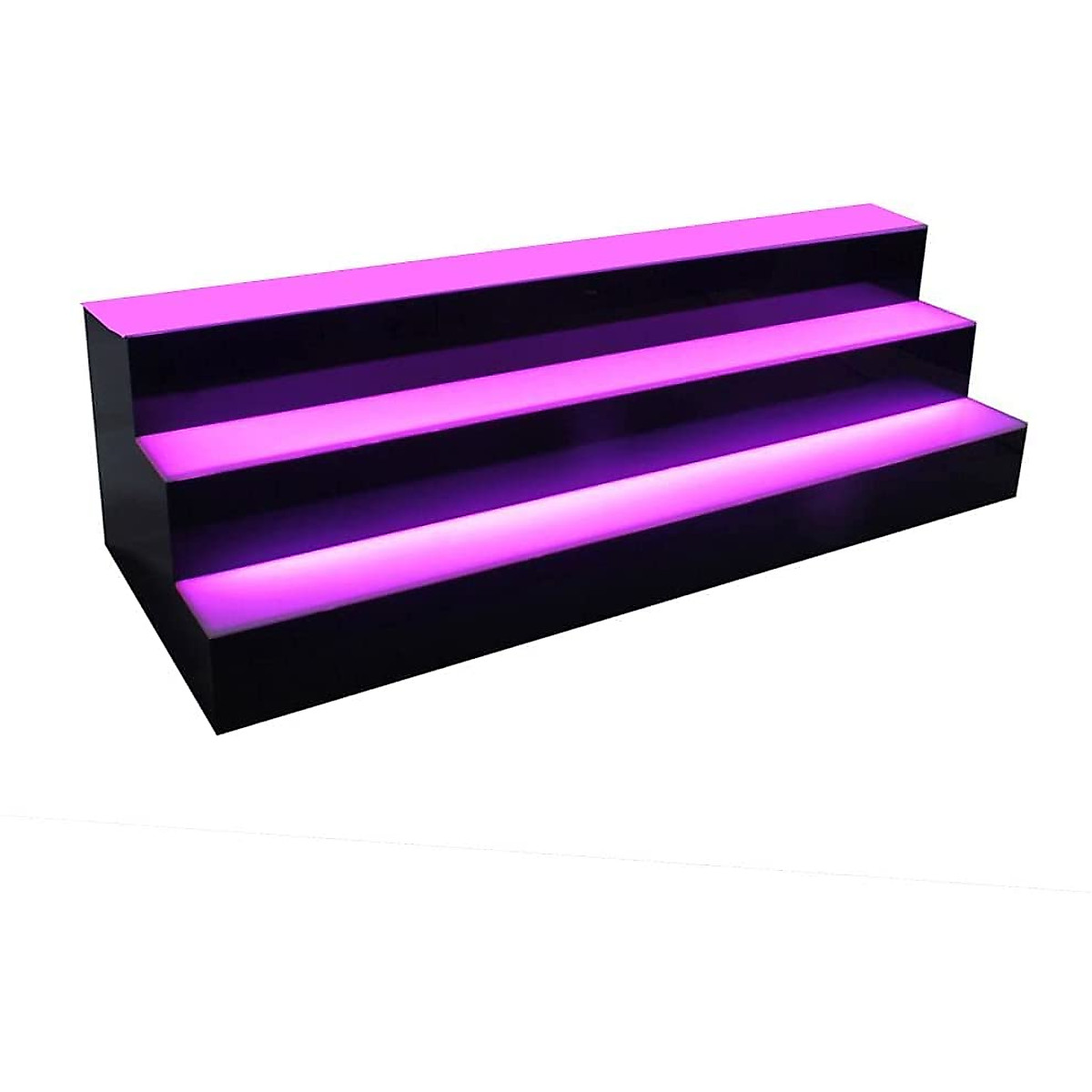 2 Pack LED Lighted Liquor Bottle Display Shelf,24-inch LED Bar Shelves for Liquor, 3-Step Lighted Liquor Bottle Shelf for Home/Commercial Bar, Acrylic Lighted Bottle Display with Remote & App Control