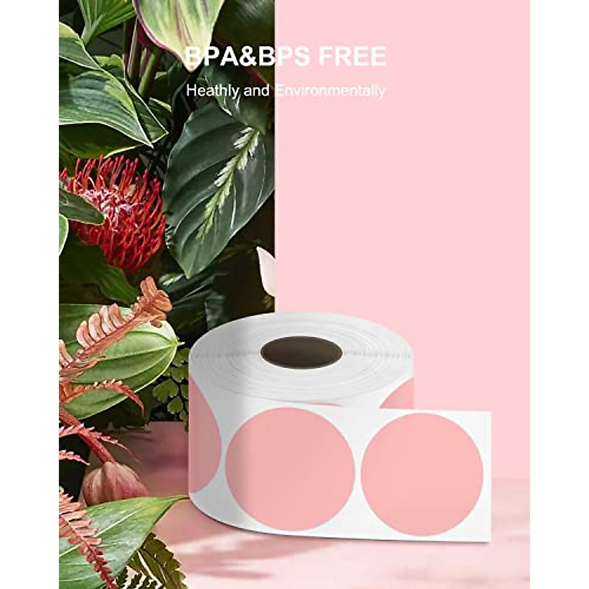 POLONO Shipping Label Printer Pink, 4x6 Thermal Label Printer for Shipping Packages, Commercial Direct Thermal Label Maker, 2" Pink Circle Direct Thermal Labels (750 Labels c