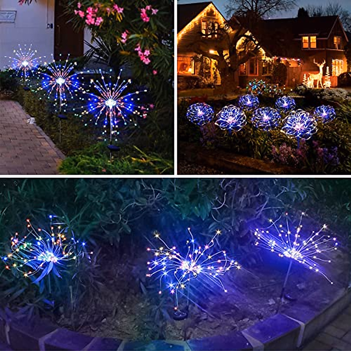 ITICdecor Solar Garden Lights Solar Firework Lights Upgraded 2Pack 120 LED Landscape Starburst Stake Fairy Light Outdoor Waterproof with 8 Modes for Garden Yard Flowerbed Pathway Decor