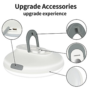 Camping Lantern LED Work Light 6500K Flashlight Portable Camping Lantern Rechargeable Light,IPX5 Waterproof,10000mAh Emergency Power Supply with Magnet(White Light)