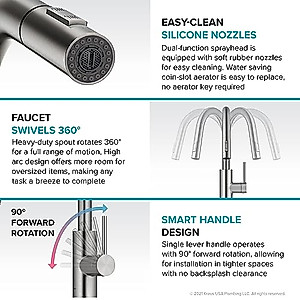 KRAUS Oletto Pull-Down Single Handle Kitchen Faucet with QuickDock Top Mount Installation Assembly in Spot Free Antique Champagne Bronze, 15 1/8 Inch, KPF-2620SFACB