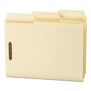 Smead SuperTab® Fastener File Folder, 2 Fasteners, Oversized Reinforced 1/3- Cut Tab, Guide Height, Letter Size, Manila, 50 Each per Box (14535)