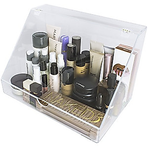 Sorbus® Acrylic Cosmetics Makeup Organizer Storage Case Palette Holder Display with Slanted Front Open Lid-Cosmetic Storage for Makeup, Brushes, Perfumes, Skincare.
