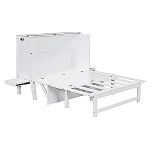 GAOWEI Full Size Murphy Bed with USB Port and Removable Shelves on Each Side, Murphy Bed Full Hidden Murphy beds Murphy Cabinet Bed (White)