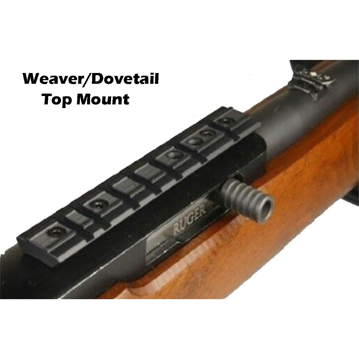 GOTICAL Ruger 10/22 Weaver and 3/8" Dovetail Mount Dovetail Predrilled Receiver Rail Mount Adapter (Black) (Rugar Rail with 30 mm Low Profile Rings)