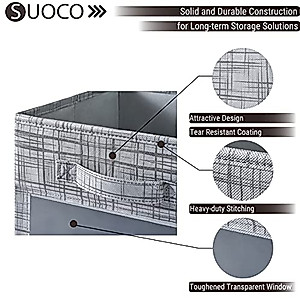 SUOCO Cube Storage Bins with Clear Window, Foldable Fabric Baskets Boxes for Shelf Closet Organizer, Nursery and Kids Room, 8 Pack, Grey