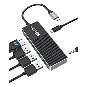 USB C Hub Adapter, USB C to HDMI Adapter 4k, 6 in 1 USB C Dongle with 100W Power Delivery,3 USB 3.0 Ports, 3.55mm Audio Port Compatible with MacBook Ipad HP Dell XPS and More Type C Device