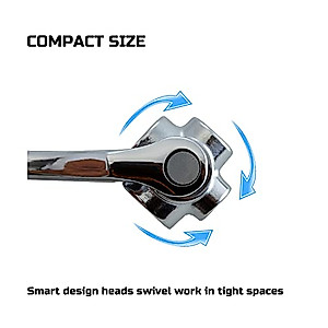 Lichamp 8-in-1 Socket Wrench 8 10 12 13 14 17 19 21, Flexible Dog Bone Multi Functional Hexagon Socket Wrench Spanner, Household Wrench Universal Hand Tool, 360 Degree Rotating Head, Metric 8-21mm