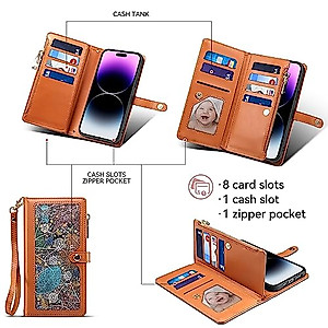 DZDYD Leather Case for Oppo Realme 7 Pro Woman Cover Flip Wallet with Card Holder Kickstand Magnetic Closure PU Leather Protective Cover - Brown