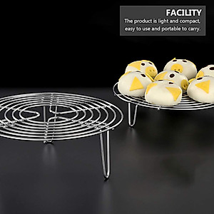 Cabilock Stainless Steel Steamer Rack Round Cooling Rack Microwave Tray Microwave Plate Stacker Cooking Supplies for Steaming Bacon Snacks (20 * 7cm)