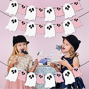 Glitter Pink Ghost Garland Halloween Banner Ghost Party Decorations Pink Halloween Decorations Birthday Kids Halloween Party Decorations Pink Halloween Decor