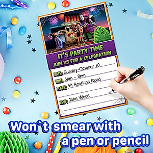 Set of 20 Hotel Transylvania -Themed Happy Birthday Invitation Cards & Envelopes - Lightweight (240g), Postcard Style Invites for the Perfect Party Pack