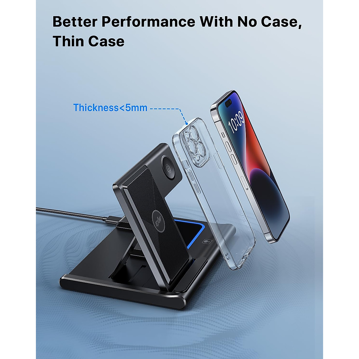 Wireless Charger, 3 in 1 Wireless Charging Station for Multiple Devices,Wireless Charging Stand for iPhone15 14 13 12 11 Series, AirPods Pro 3 2 & Apple Watch [UL-Listed] (Black)