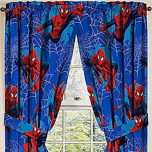 Jay Franco Marvel Spiderman 'Astonish' 42" x 63" Curtain Panel Pair with Tie Backs Drape Set, 63 in