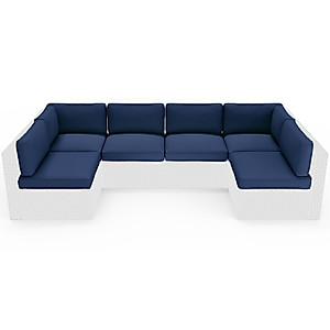 Oakmont Outdoor Replacement Cushions for Patio Conversation Set, Water-Resistant Cushions for Patio Furniture, 14-Piece Cushions for 6-seat Outdoor Sectional Sofa (Dark Blue)