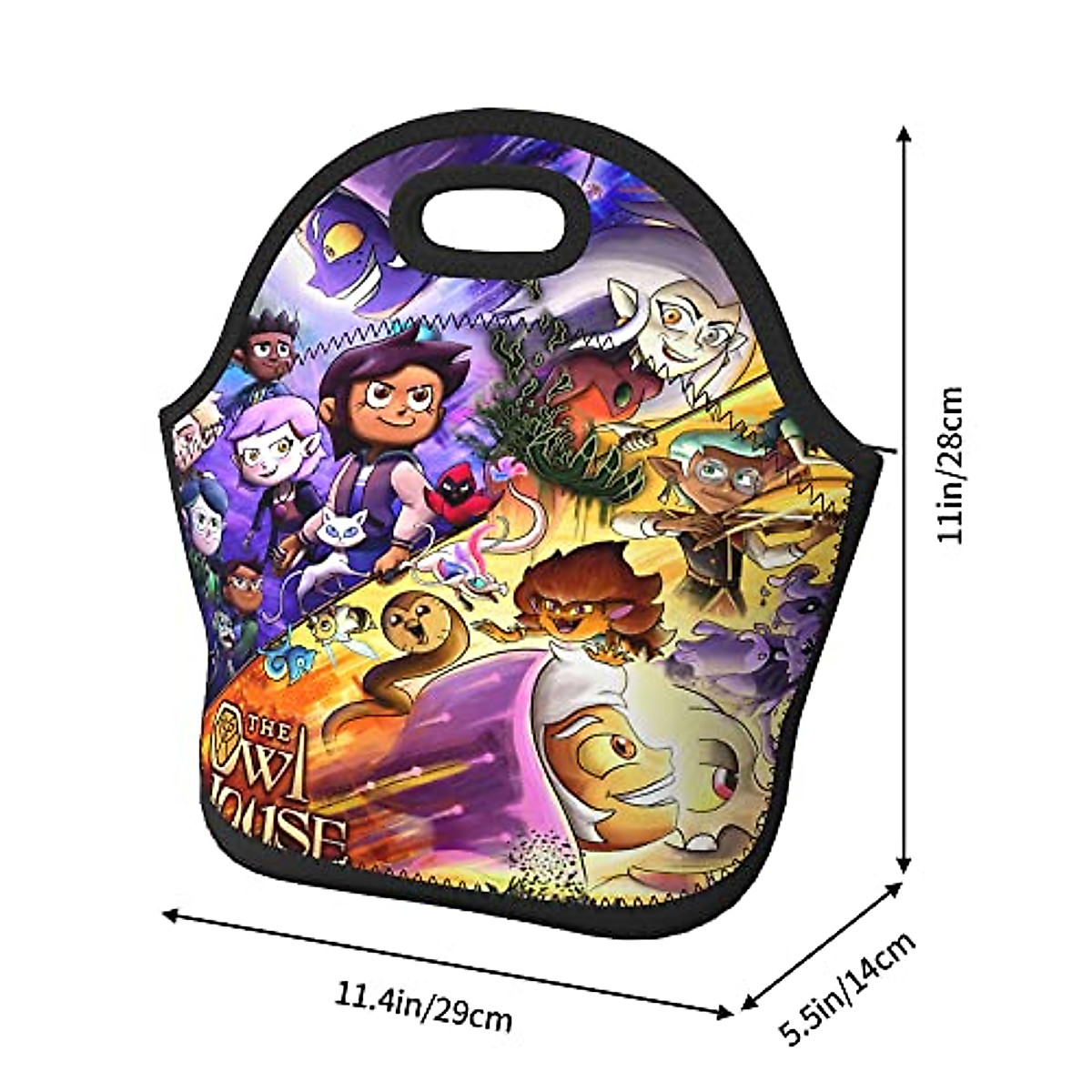 atgzfdr The Owl Anime House Lunch Bag Neoprene Zipper Lunch Box Insulated Picnic Bag Lightweight Tote Bags 11.4x11x5.5 Inches