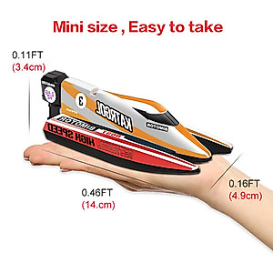 Gizmovine Mini Remote Control Boat for Kids Age 5-9, Fast Rc Boats for Pools Racing Submarine Water Toys Adults Kids Gift, Orange Upate Version