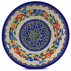 Polish Pottery Bowl 6-inch (Corn Flower Butterfly)