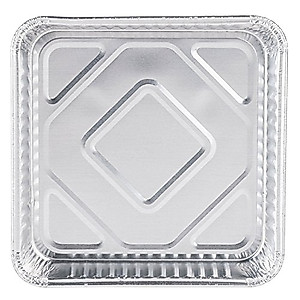 DCS Deals Pack of 20 Extra-Thick Disposable Aluminum Baking Pans | Standard Size 8” x 8” Recyclable Square Cooking Tins | Portable Food Containers | Superior Heat Conductivity |