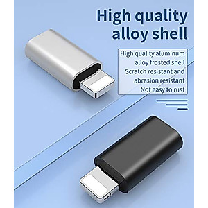 3Pack USB C Female to Lightning Male Adapter for iPhone 12/11/8 X XR/XS/SE/7Plus/Pro Max Ipad Air Mini Type Compatible with Charging Support Data Transmission Connect Charger Connector Cable Converter