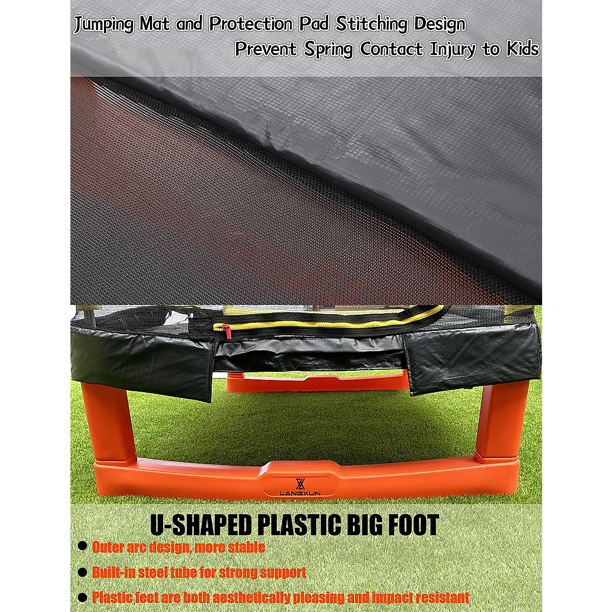 USPOINT 6.5ft Climb Slide Swing 7-in-1 Mini Rectangular Trampoline for Kids | Birthday Gift for Girls and Boys, Indoor Outdoor Toddler's Trampoline with Safety Net Enclosure, Padding, Zipper