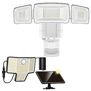 AmeriTop Solar Lights Outdoor, 2 Pack 189 High Brightness LED Cordless Solar Motion Sensor Lights; 4 Heads, 270°Wide Angle Illumination, IP65 Waterproof, Security Flood Light(Daylight)
