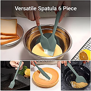 JLiup Silicone Spatula Set of 6, Rubber Spatulas Silicone Food Grade, Kitchen Utensils Set Heat Resistant Nonstick Easy to Clean Dishwasher Safe for Baking,Cooking,Mixing (Green)